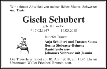 Traueranzeigen von Gisela Schubert | Trauer & Gedenken