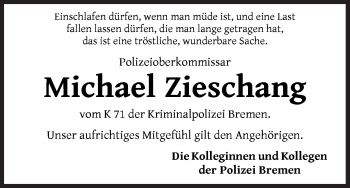 Traueranzeigen von Michael Zieschang | Trauer & Gedenken