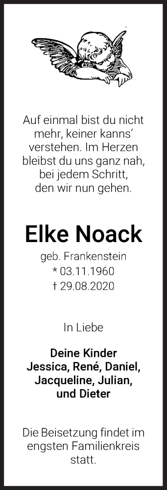 Traueranzeigen von Elke Noack | Trauer & Gedenken