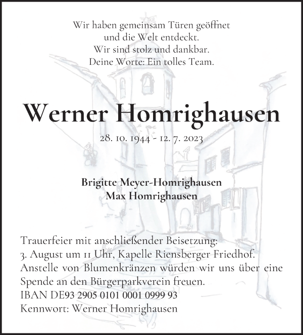 Traueranzeigen von Werner Homrighausen | Trauer & Gedenken