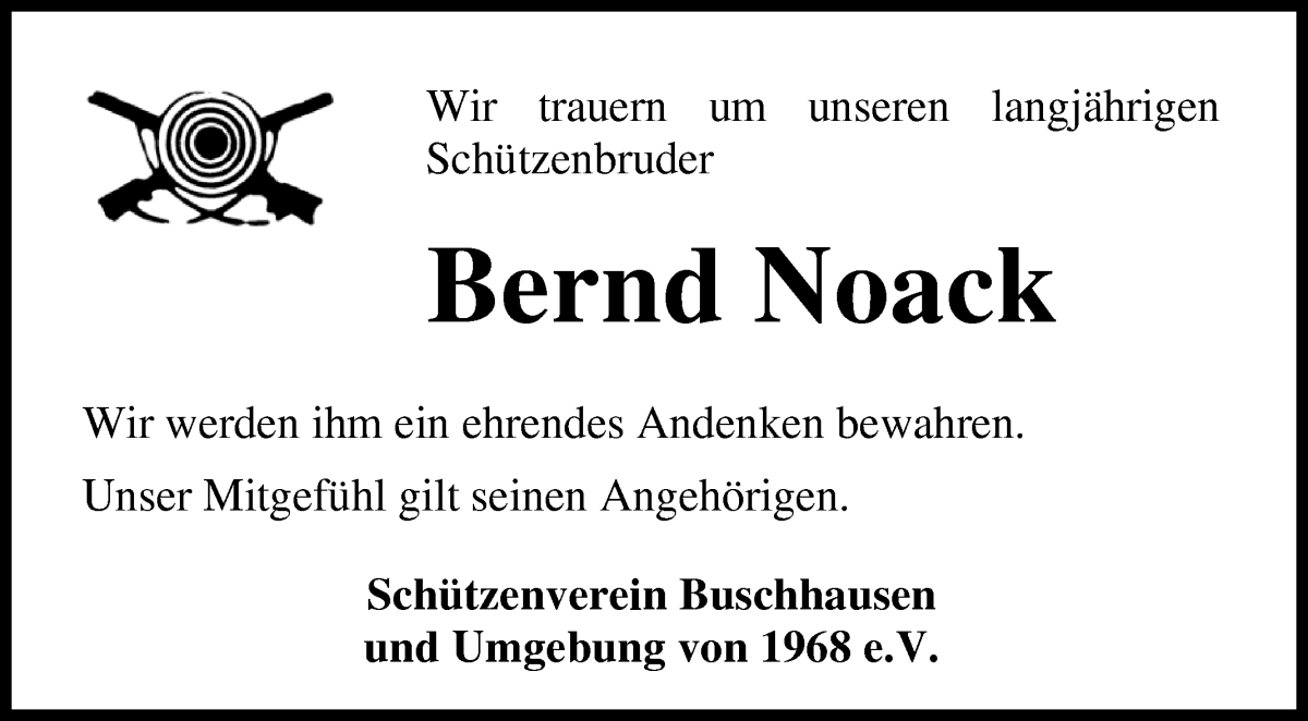 Traueranzeigen von Bernd Noack | Trauer & Gedenken