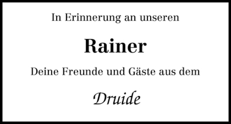 Traueranzeigen von Rainer Jachem | Trauer & Gedenken