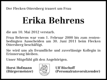 Traueranzeigen von Erika Behrens | Trauer & Gedenken