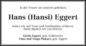 Traueranzeigen von Hans Eggert | Trauer & Gedenken